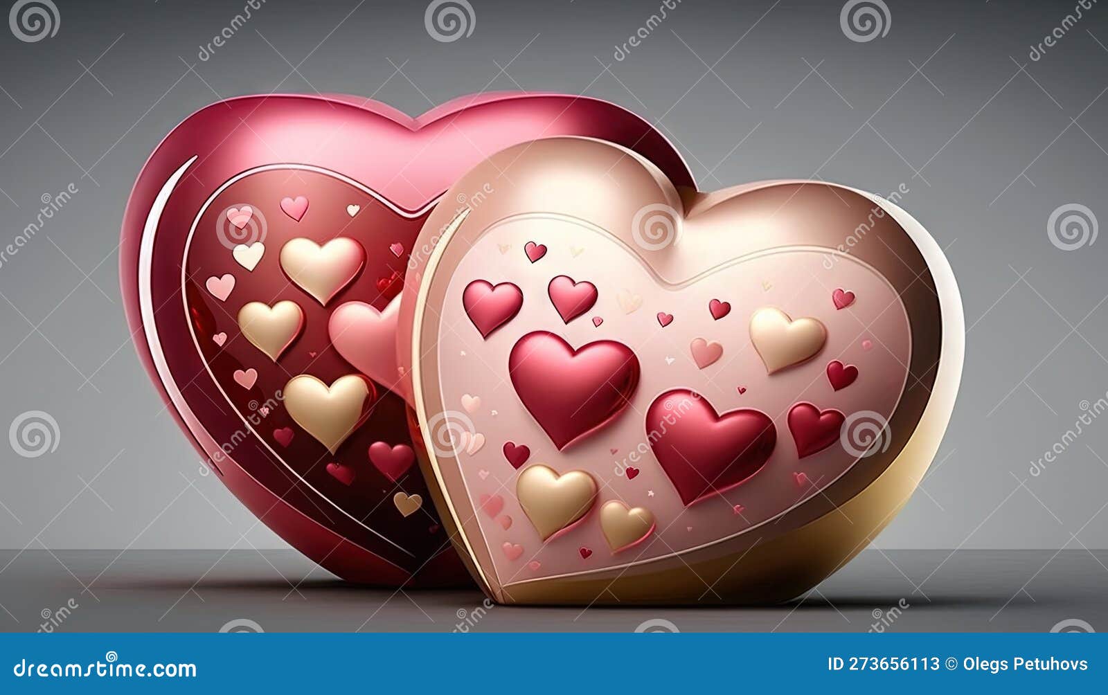 Two Heart Shaped Boxes with Hearts on the Inside of Them Stock ...