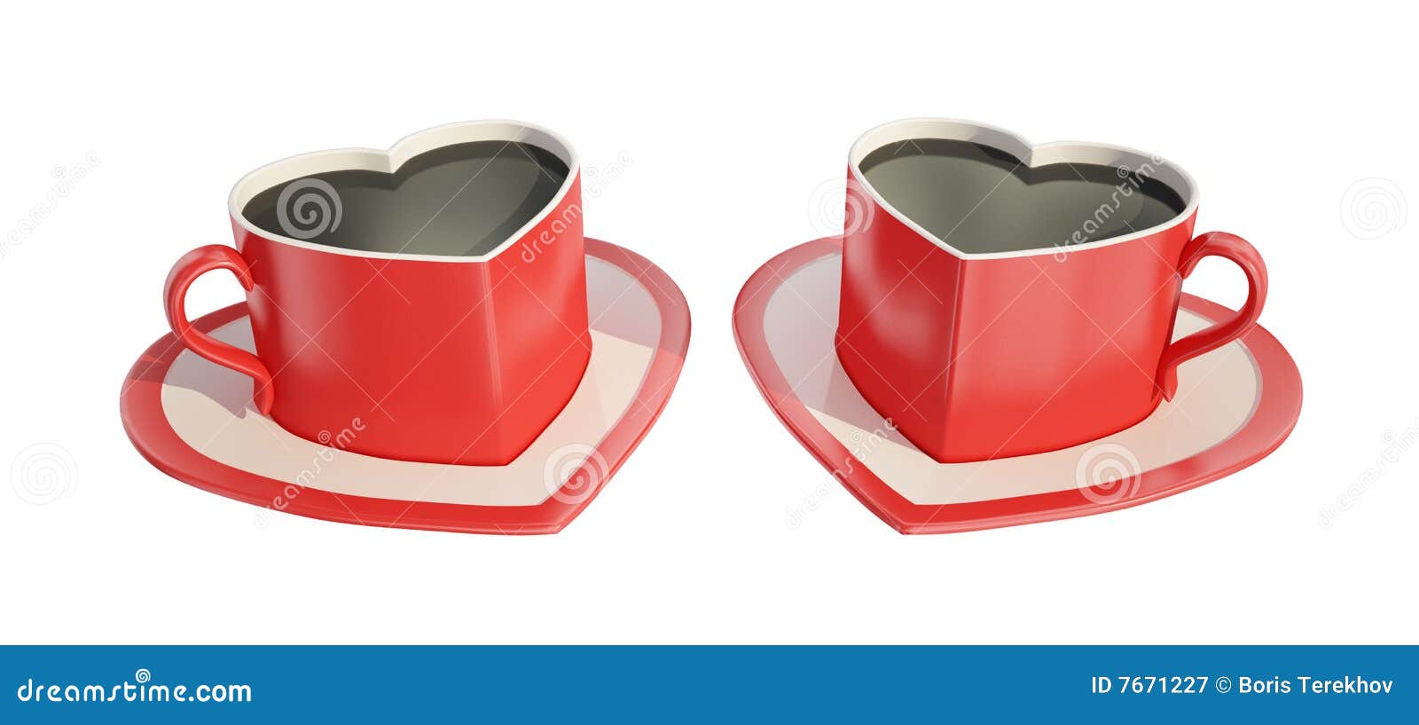 Two Heart-shaped Coffee Cups Stock Illustration - Illustration of ...