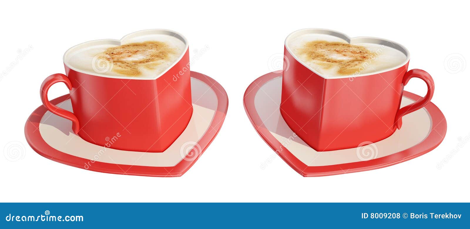 Two Heart-shaped Coffee Cups Stock Photo - Image of heat, cappuccino ...