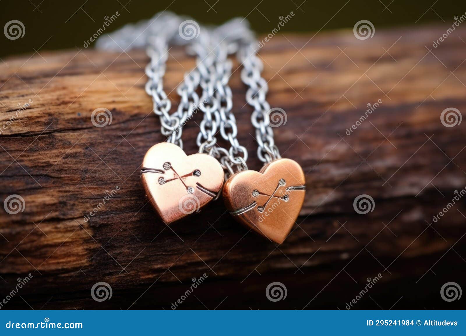 Two Heart-shaped Locks Linked Together on a Delicate Chain Stock Photo ...