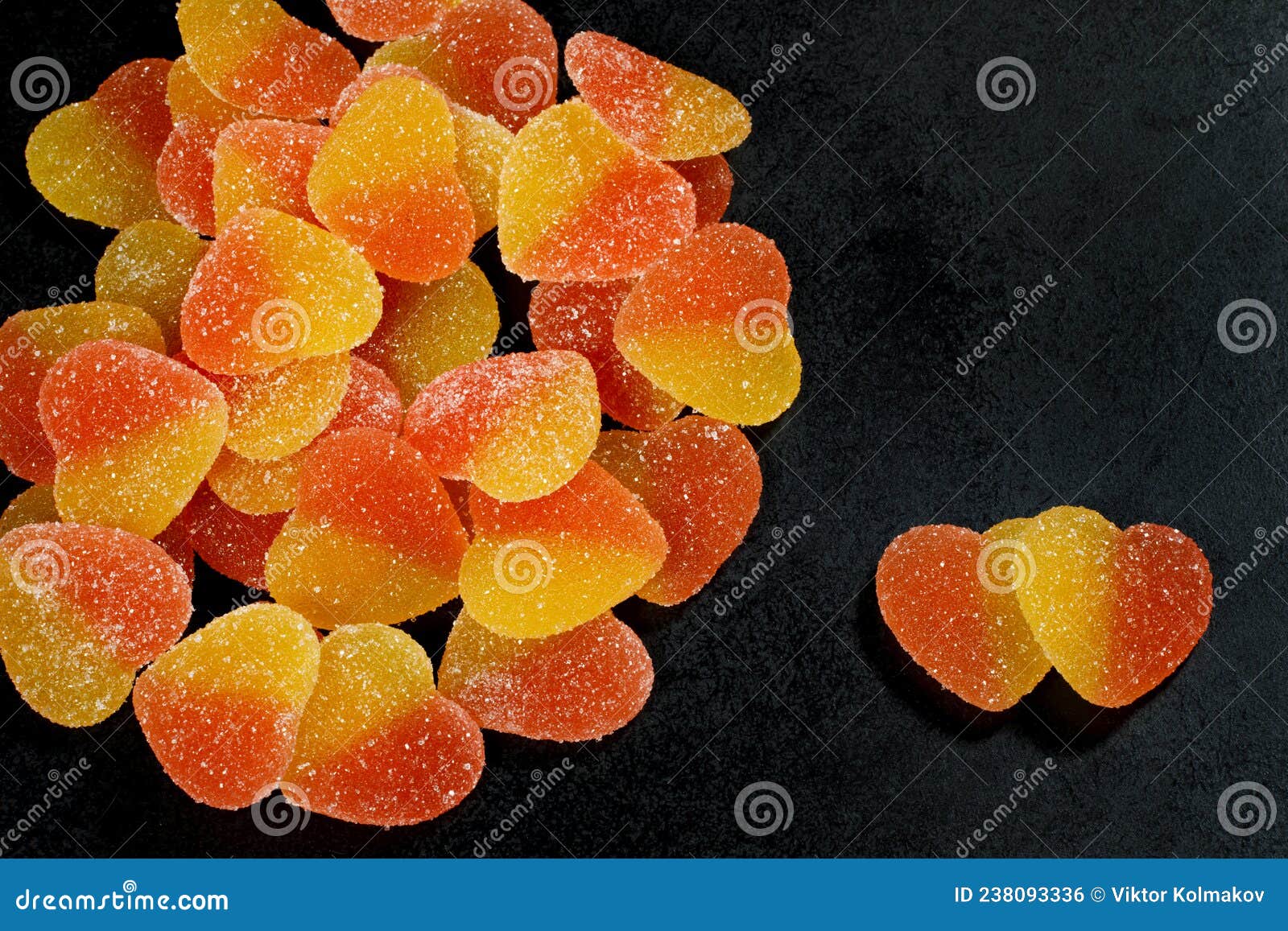 Two Heart-shaped Sweets Next To a Lot of Sweets. Marmalade Candy in the ...