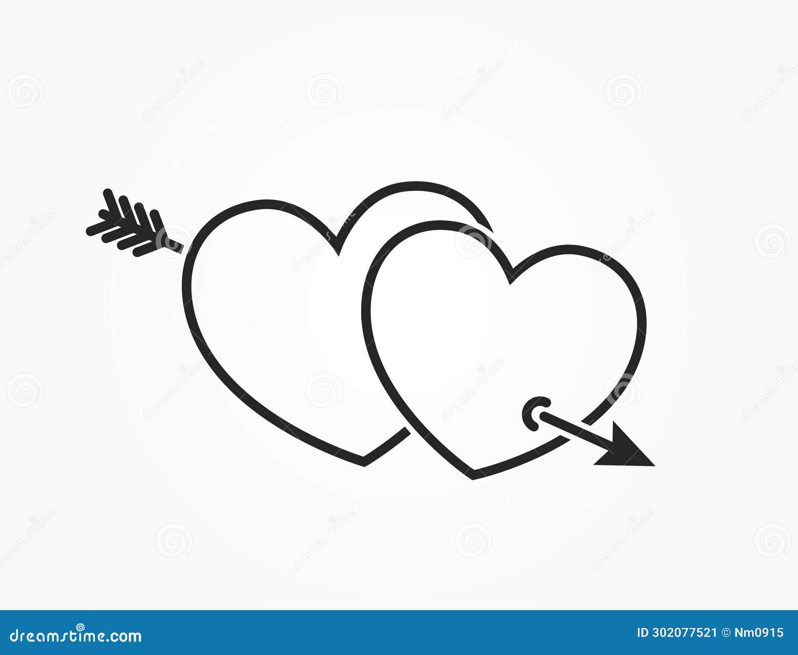 Two Hearts with Arrow Line Icon. Love and Romantic Symbol. Vector Image ...