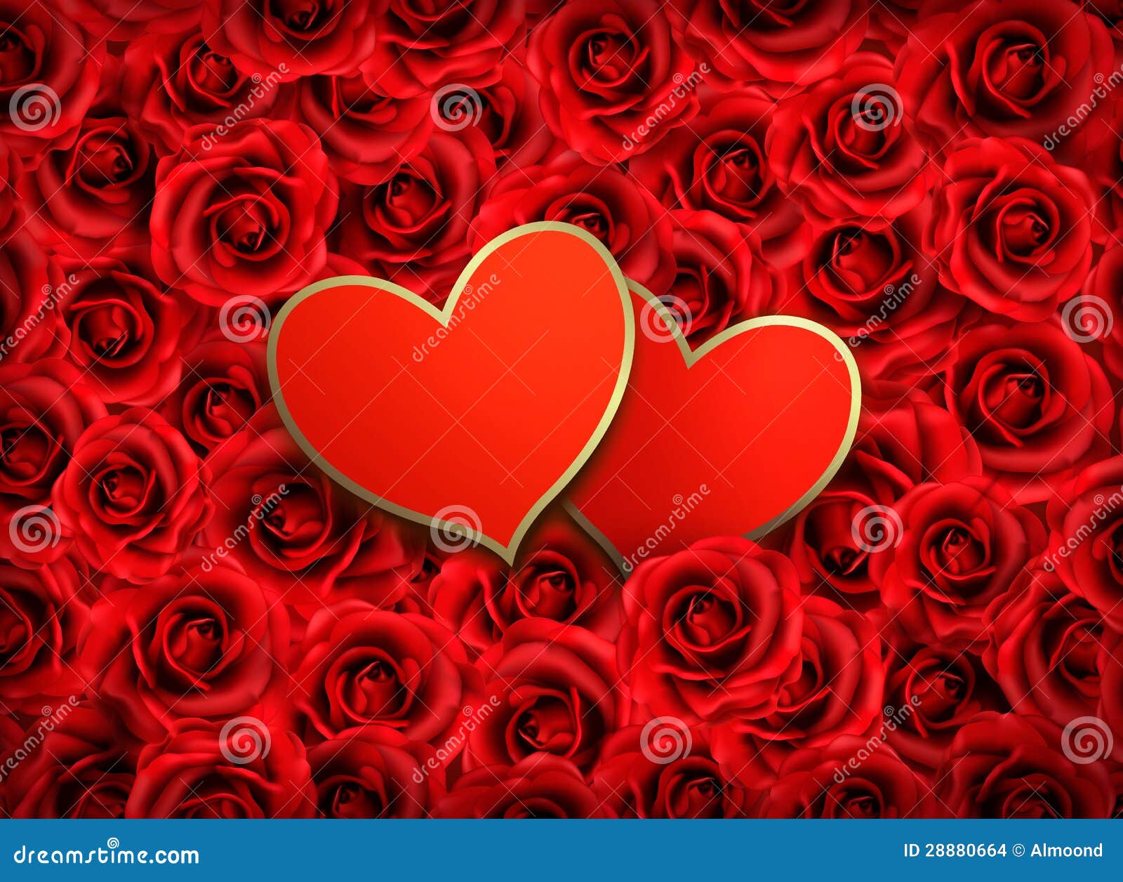 Two hearts on background stock vector. Illustration of floral - 28880664