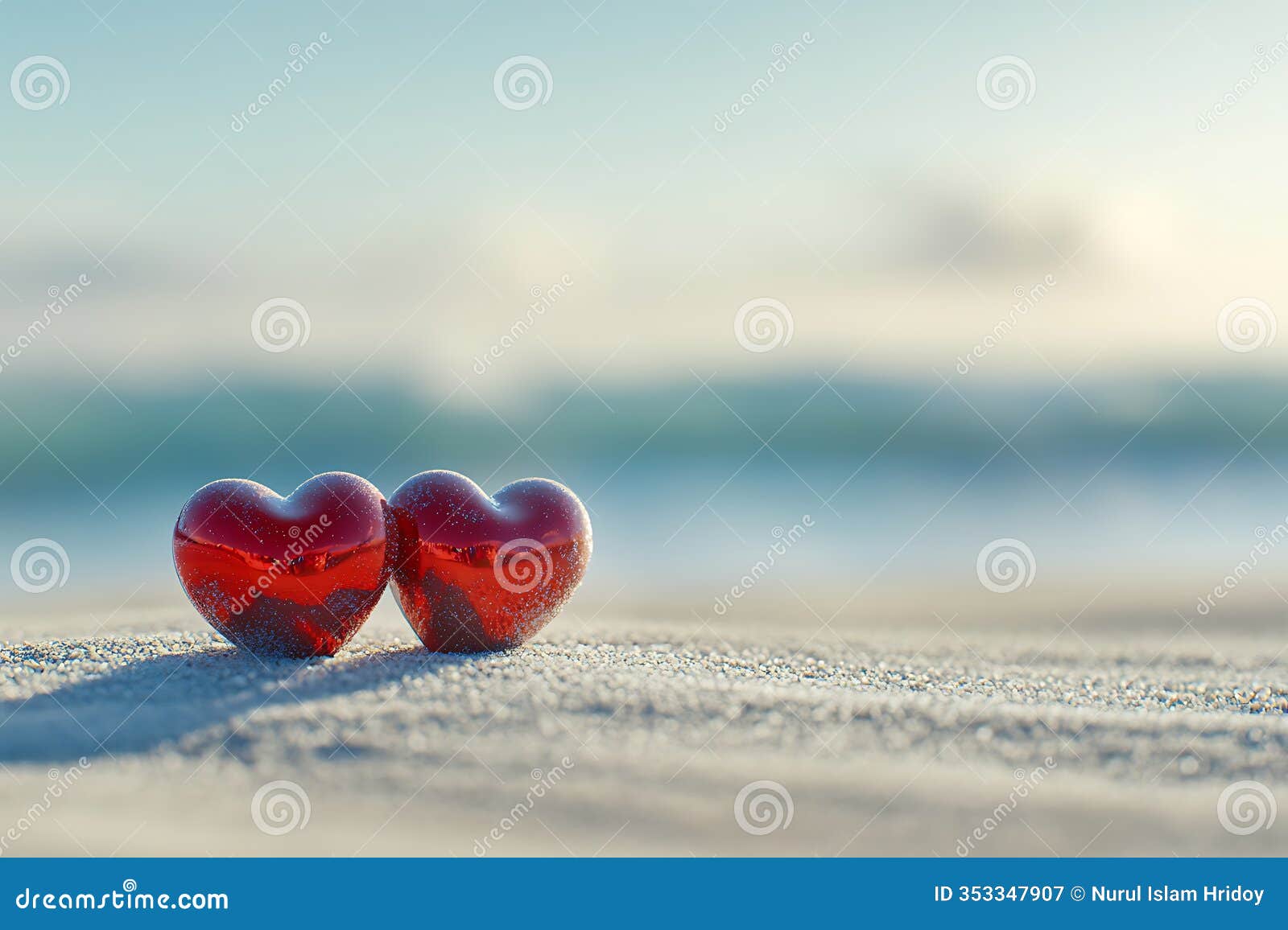 Two Hearts Beating Together by the Ocean Waves Stock Illustration ...