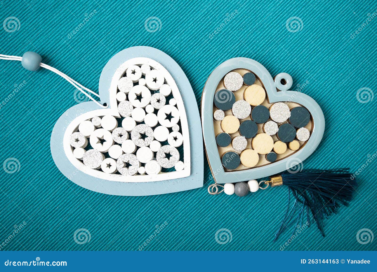 Two Hearts on a Blue Background, Love Concept Stock Image - Image of ...
