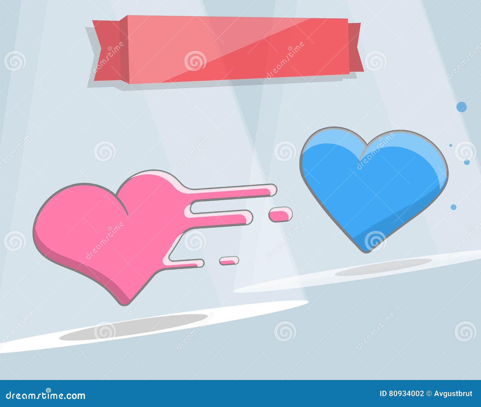 Two Hearts Cartoon Style. Vector Illustration for Print and Web Design ...