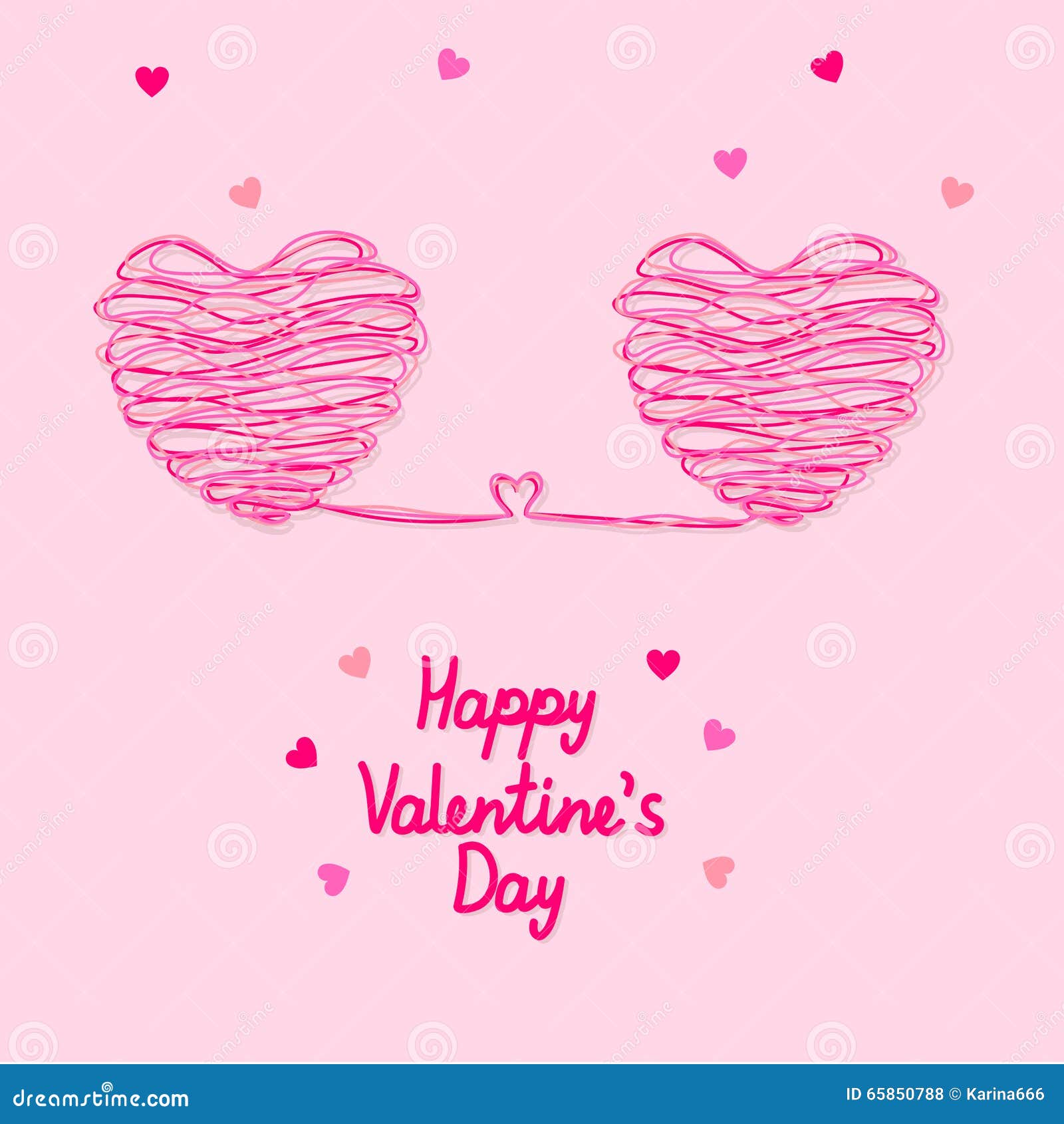 Two Hearts Connected by Lines Together on Valentine S Day Stock Vector ...