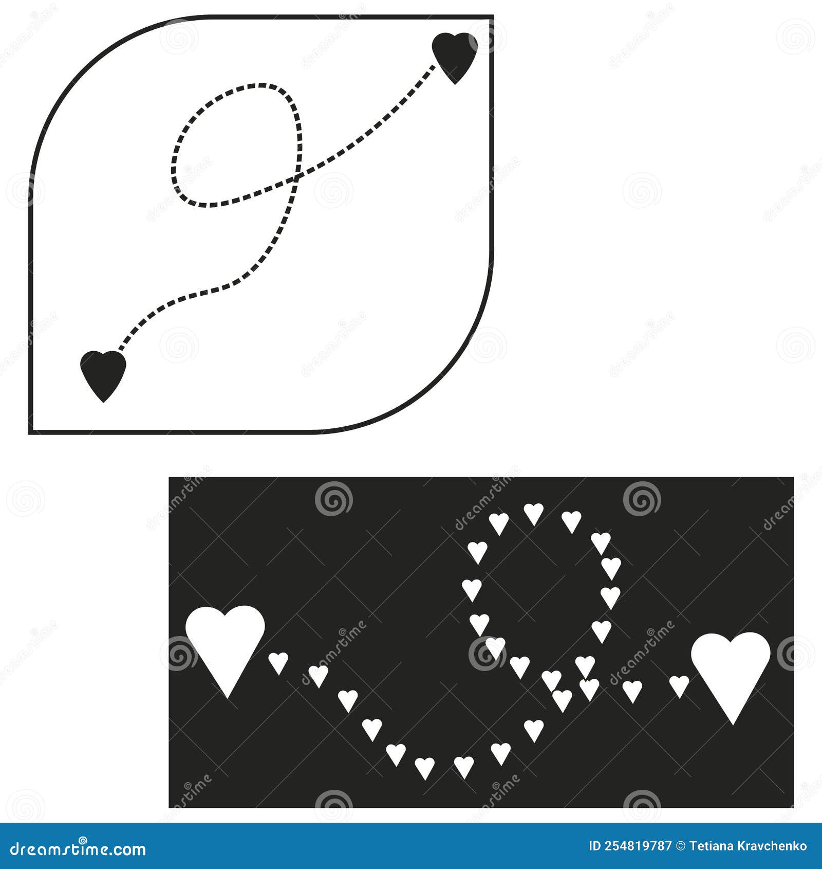 Two Hearts Connected Path. Romantic Poster. Vector Illustration. Stock ...