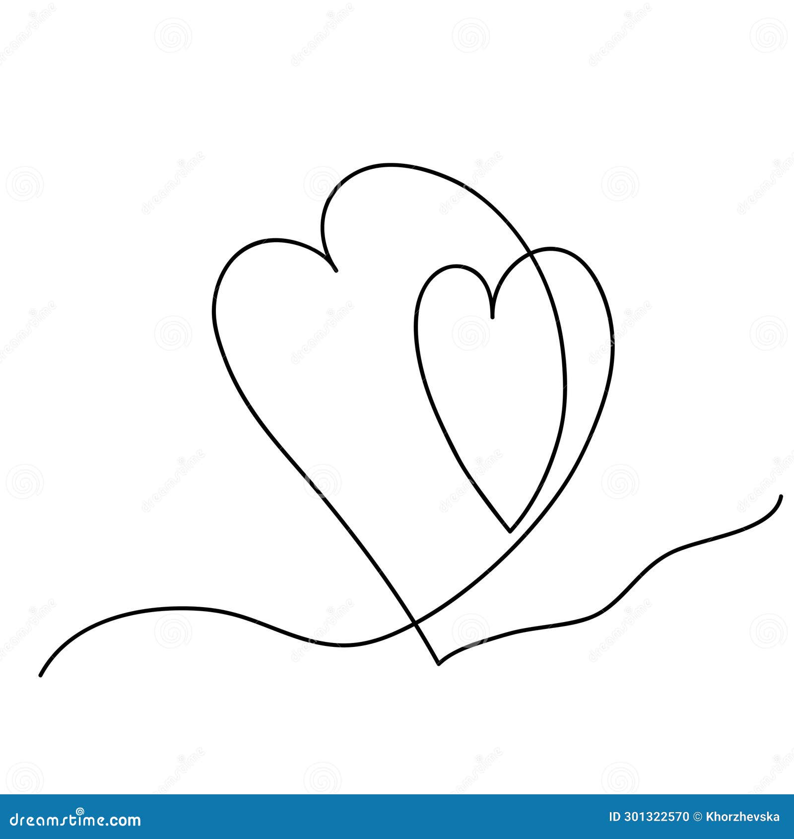 Two Hearts, Continuous Line, Love Concept, Vector Stock Vector ...