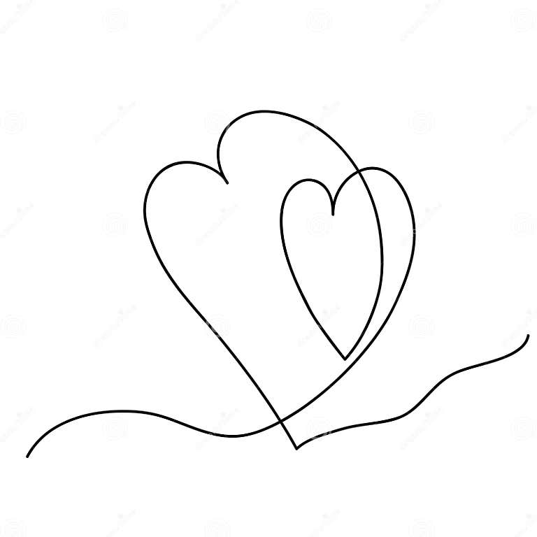 Two Hearts, Continuous Line, Love Concept, Vector Stock Vector ...
