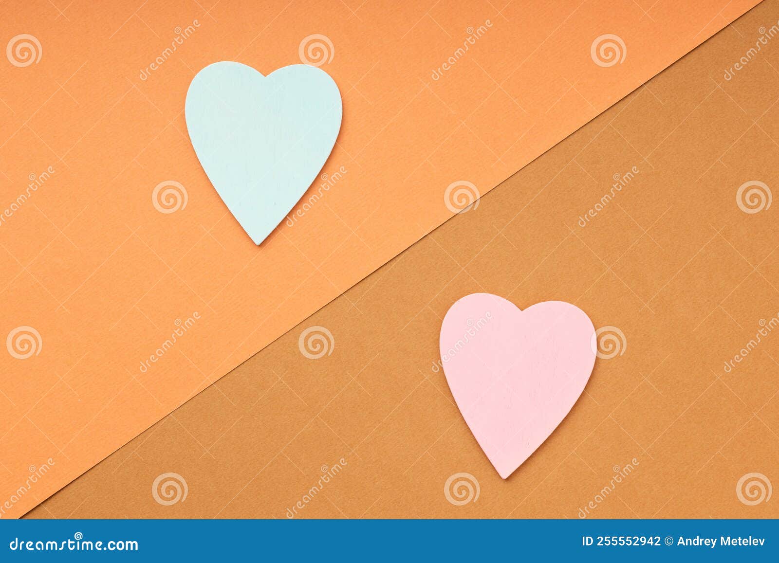 Two Hearts on a Diagonally Divided Background Stock Photo - Image of ...