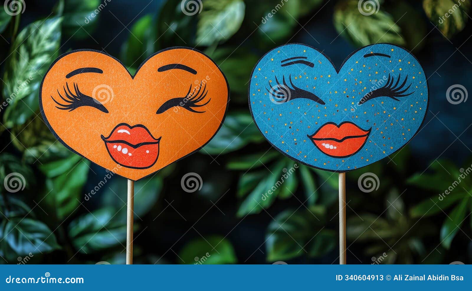 Two Hearts with Faces stock illustration. Illustration of love - 340604913