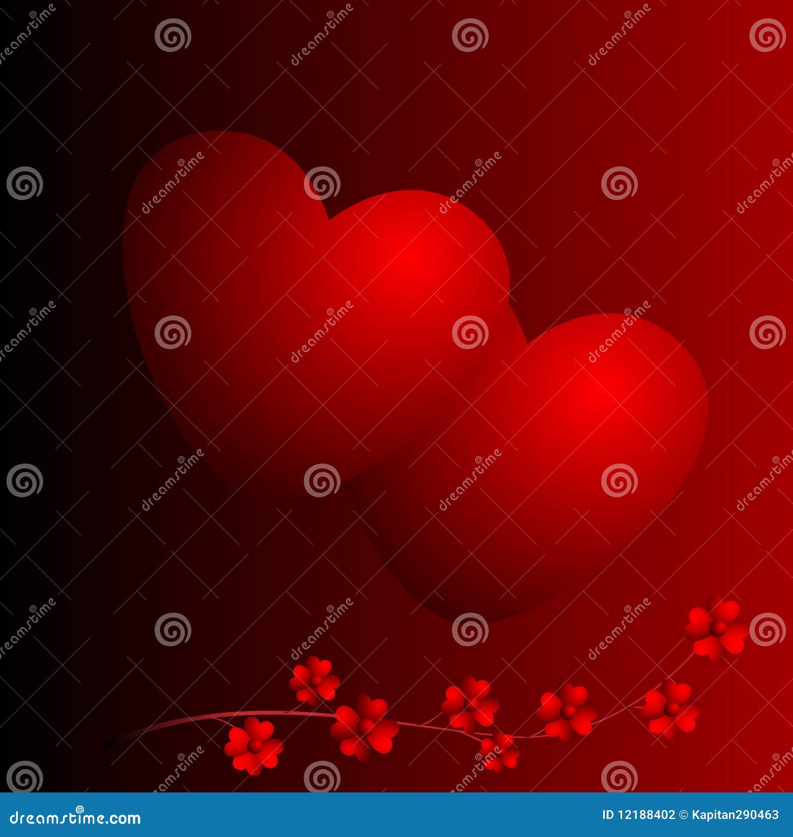 Two hearts and flowers stock illustration. Illustration of valentine ...