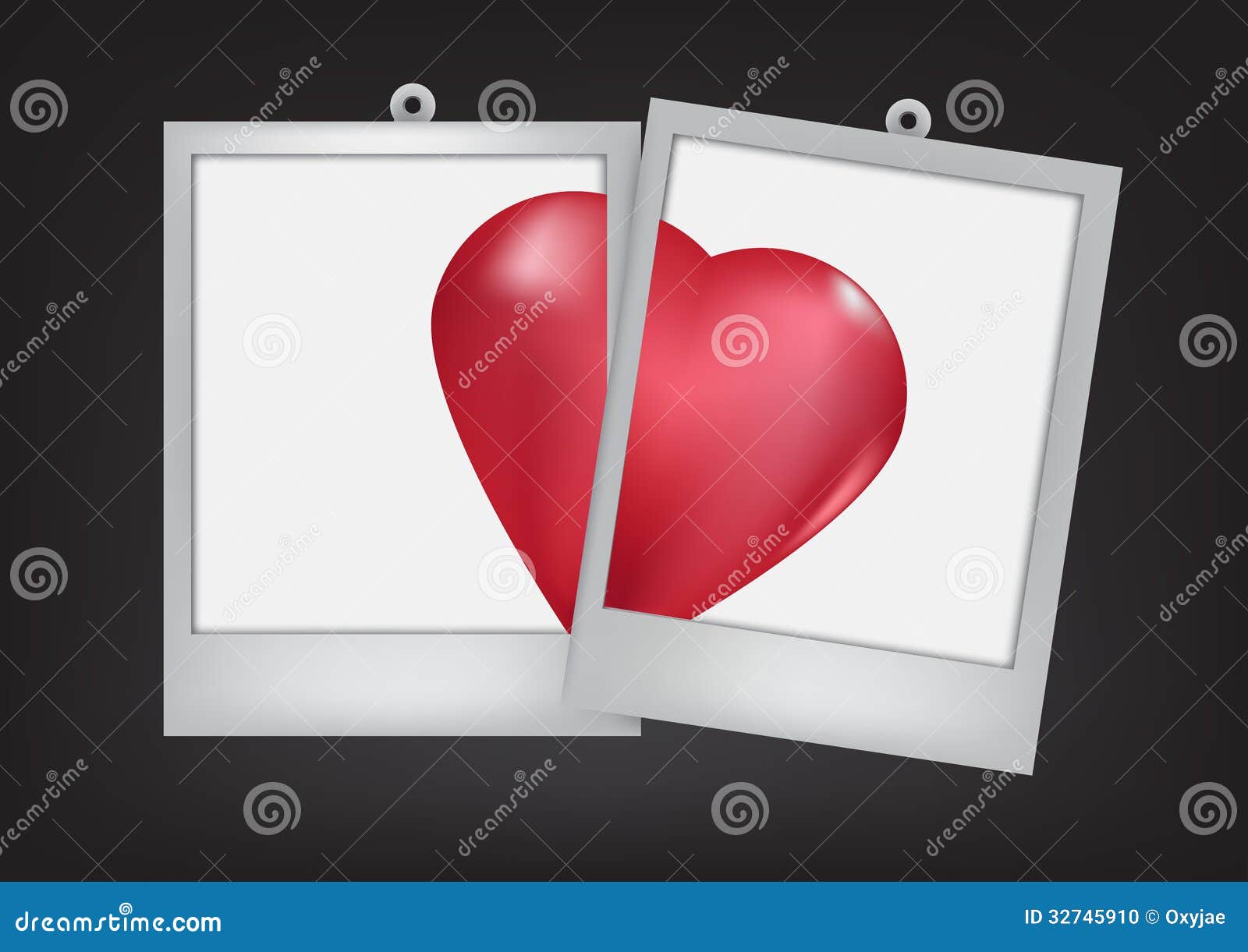 Two Hearts, with Frame Black Background Stock Illustration ...