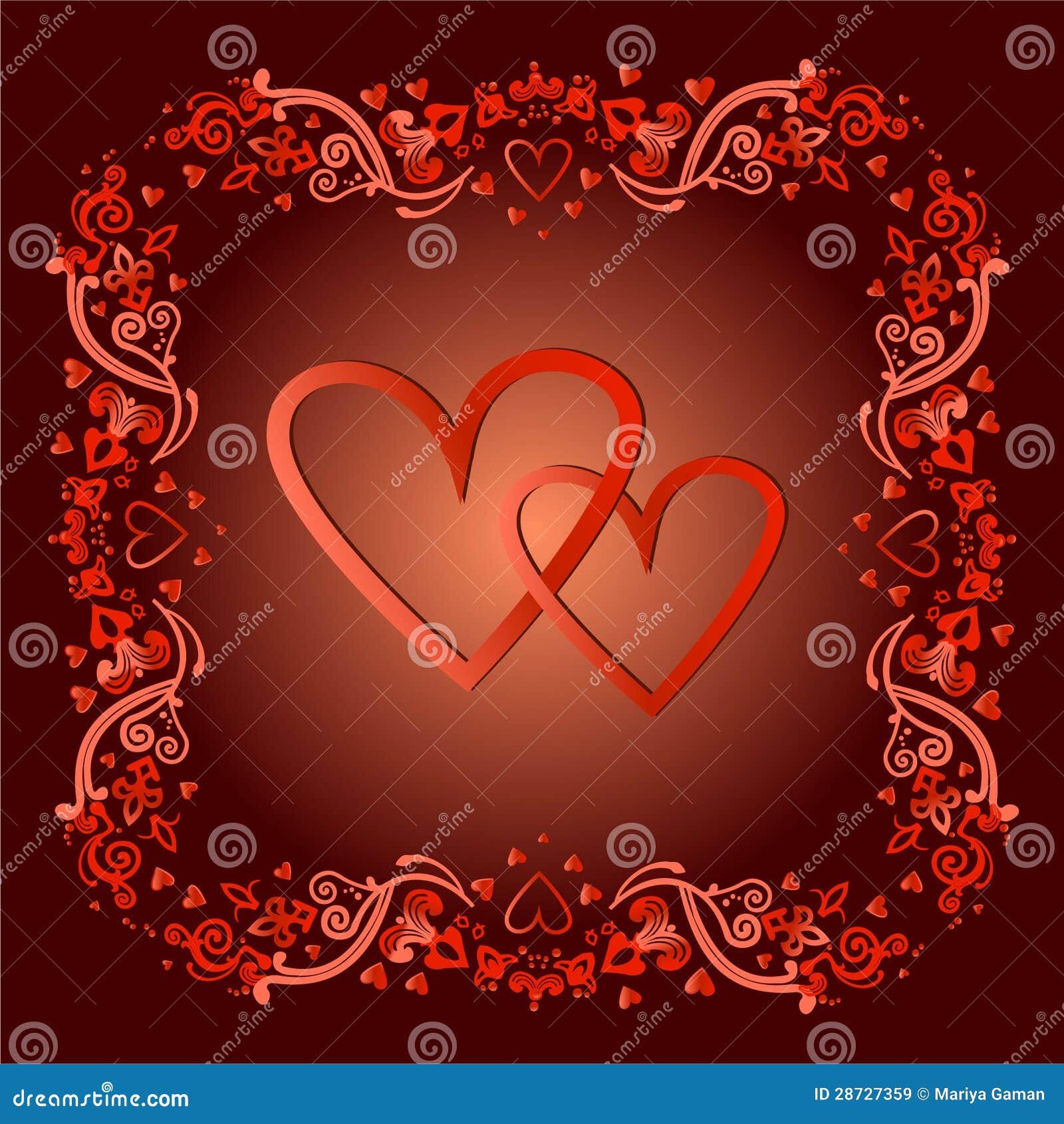 Two Hearts in a Frame in a Vector Stock Vector - Illustration of ...