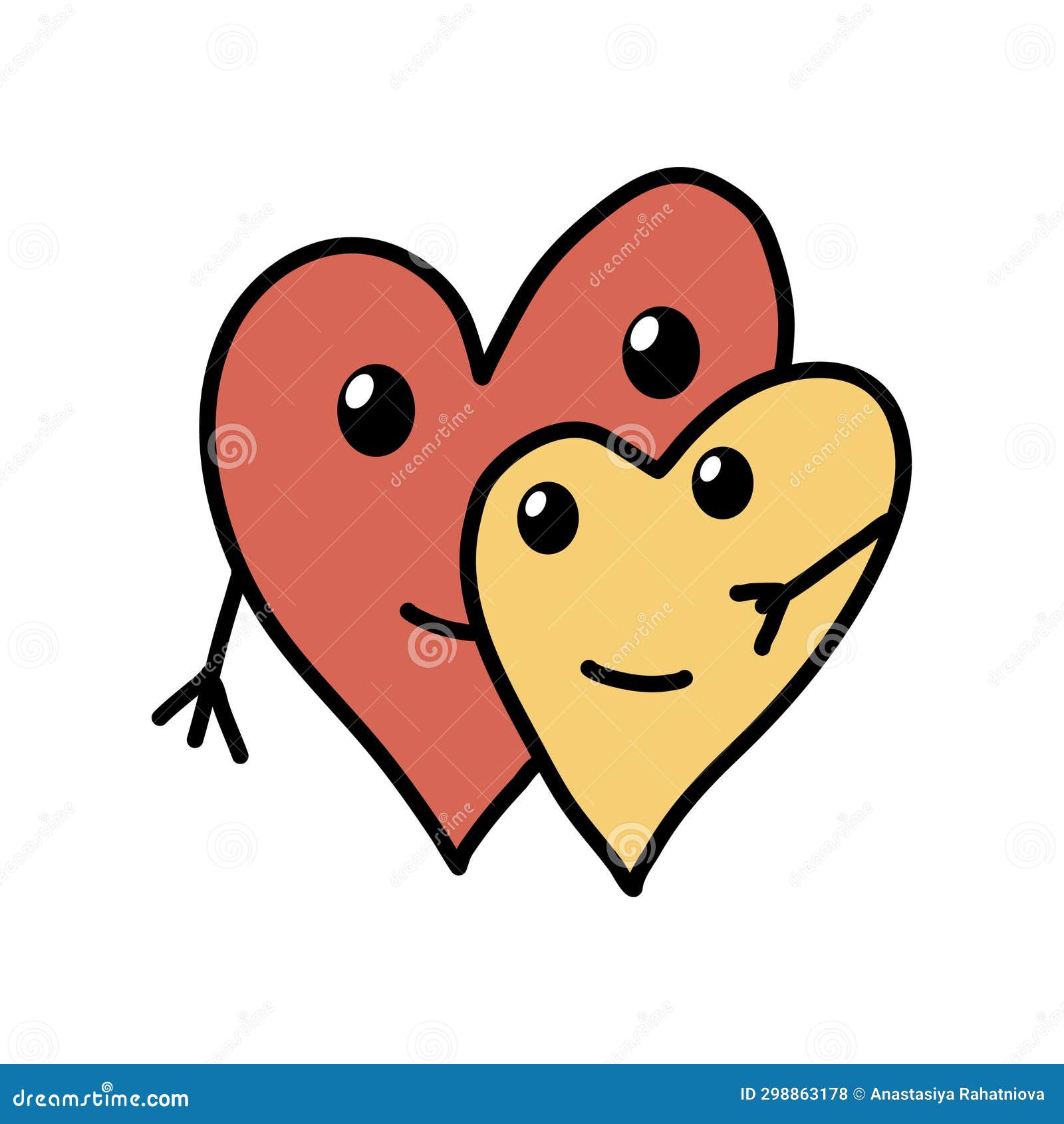 Two Hearts Hugging Vector Doodle Illustration Stock Vector ...
