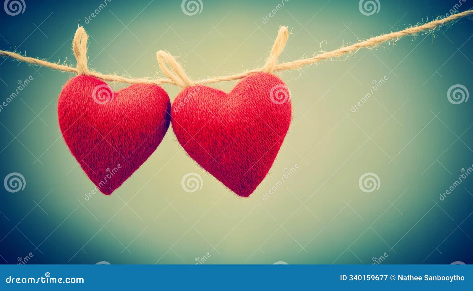 Two Hearts Intertwined, a Symbol of Love and Connection on Rustic Rope ...