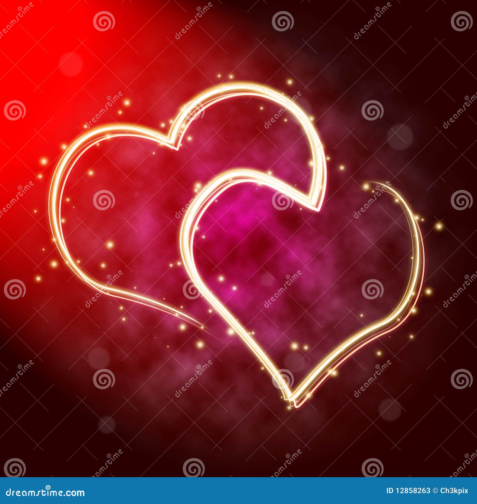 Two hearts in lights stock illustration. Illustration of abstract ...