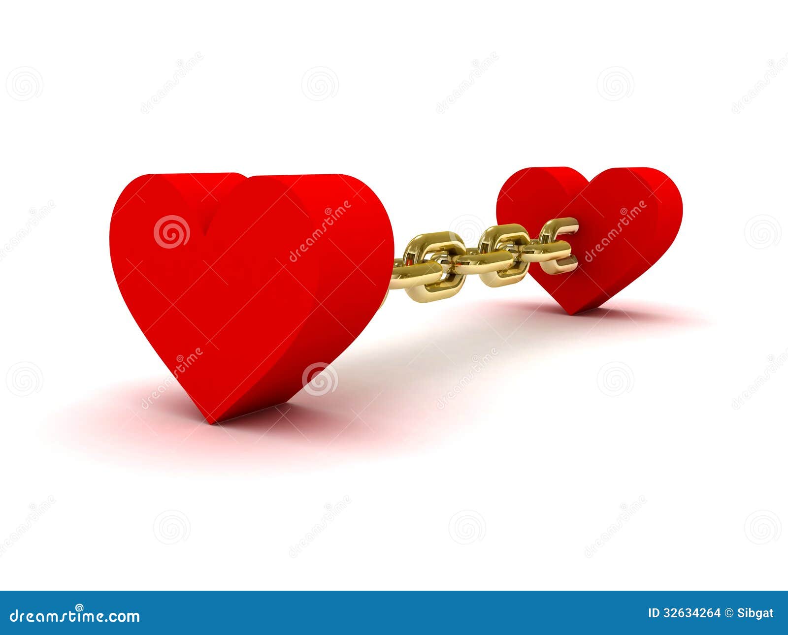 Two Hearts Linked by Golden Chain. Stock Illustration - Illustration of ...