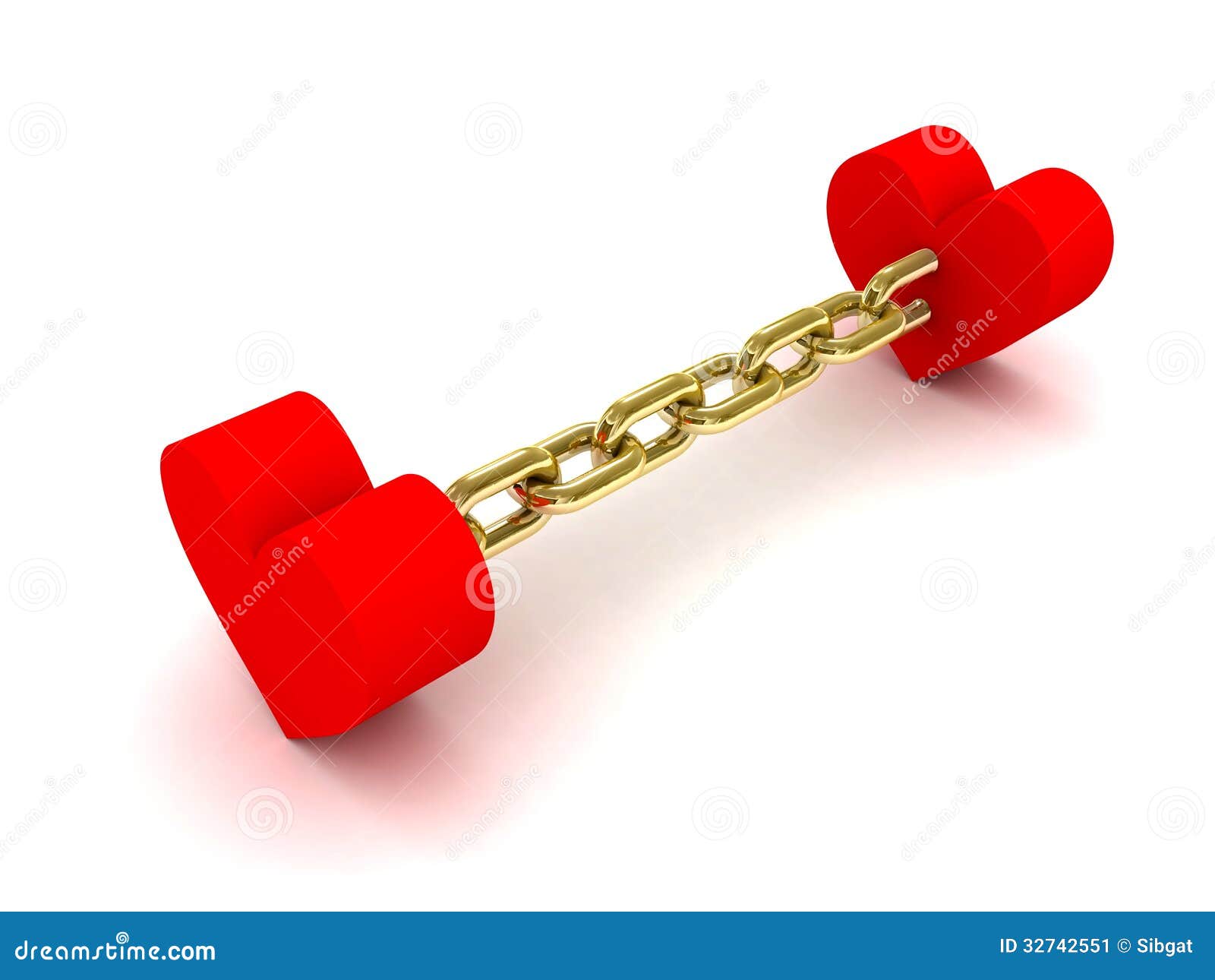 Two Hearts Linked by Golden Chain. Stock Illustration - Illustration of ...