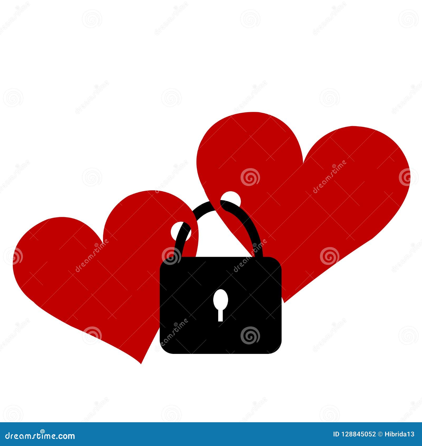 Two Hearts Locked with the Lock Stock Vector - Illustration of marriage ...
