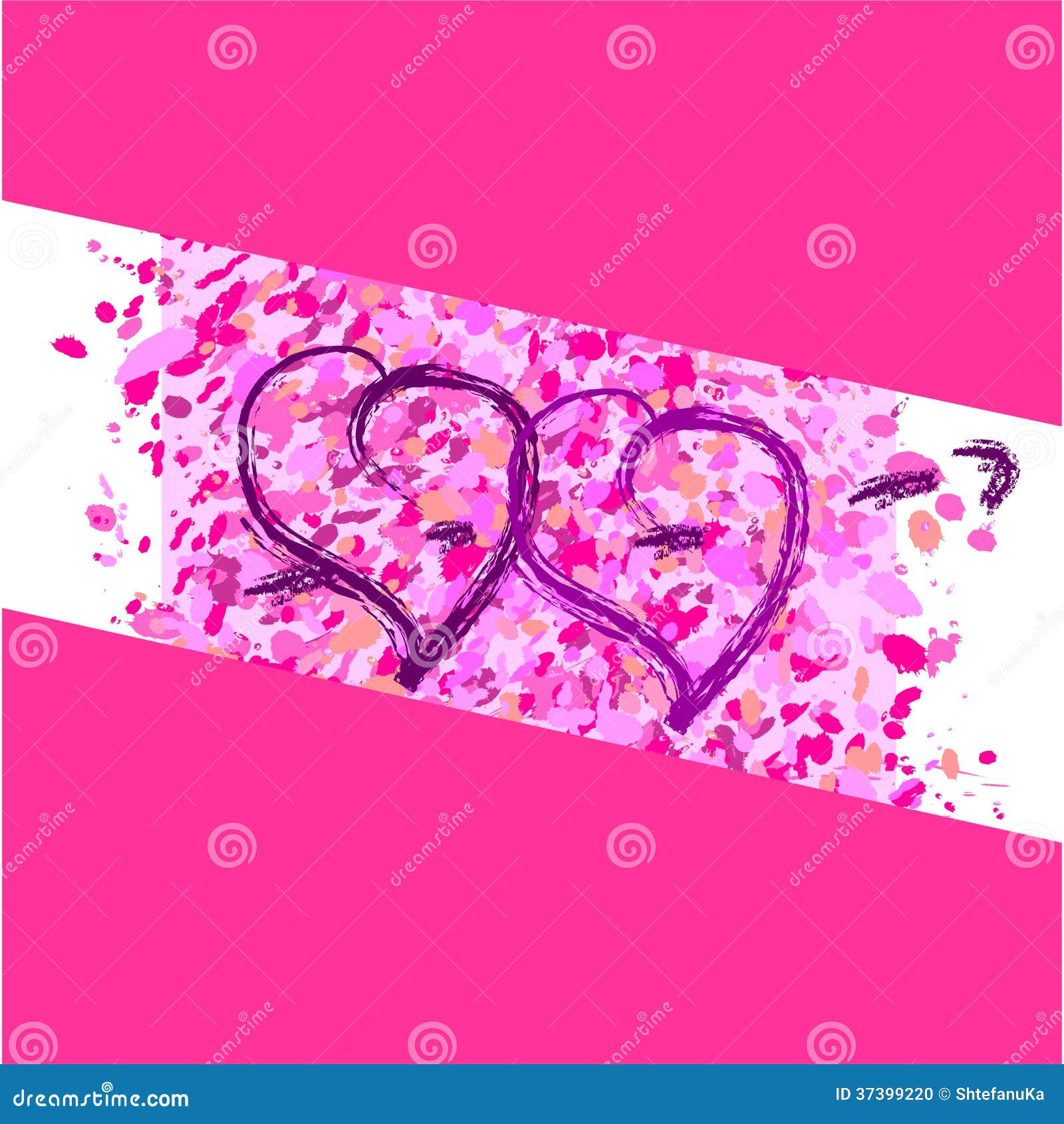 Two Hearts on a Pink Background Stock Vector - Illustration of couple ...