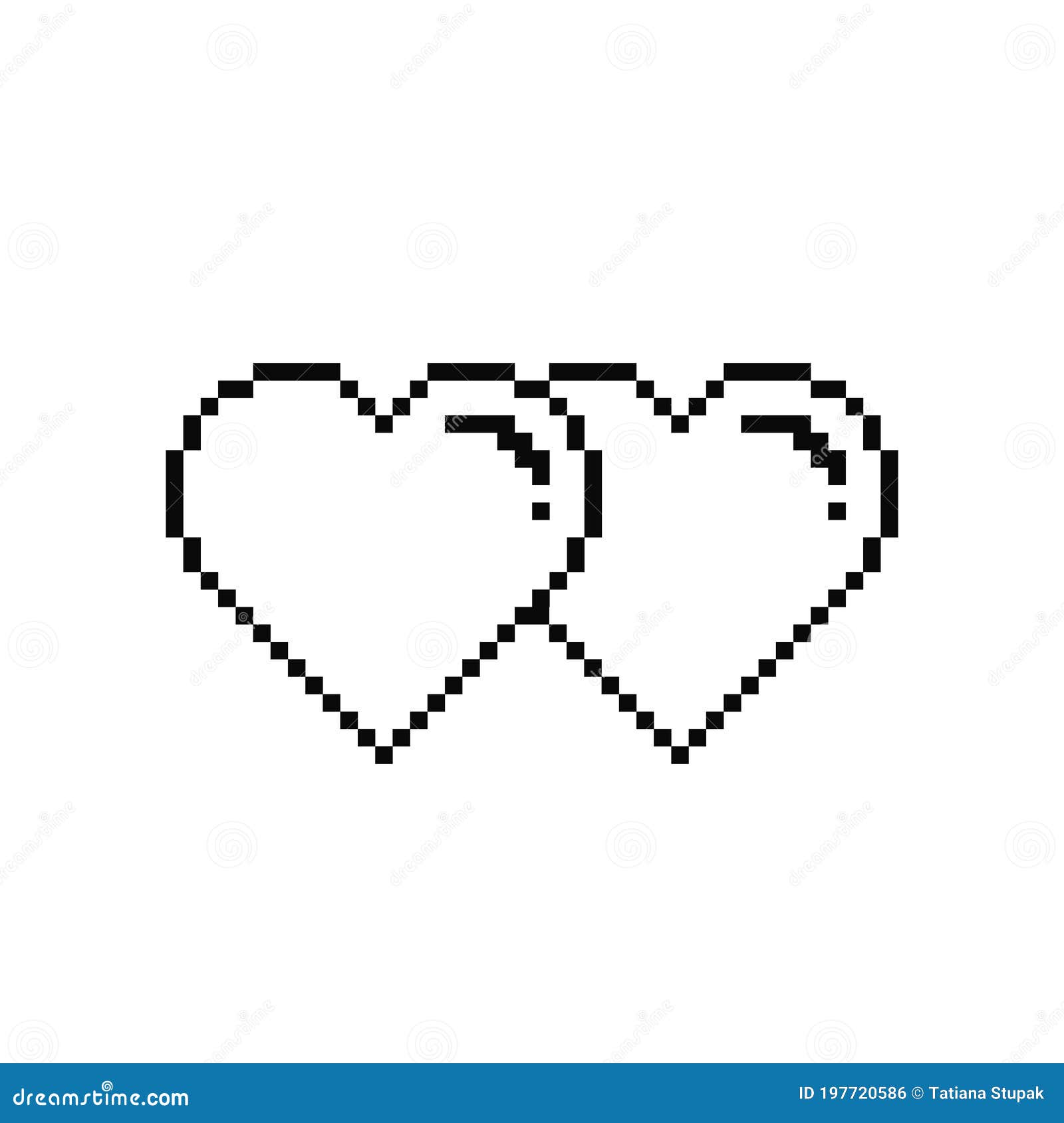 Two Hearts Pixel Icon. Vector Isolated Flat Illustration Stock Vector ...