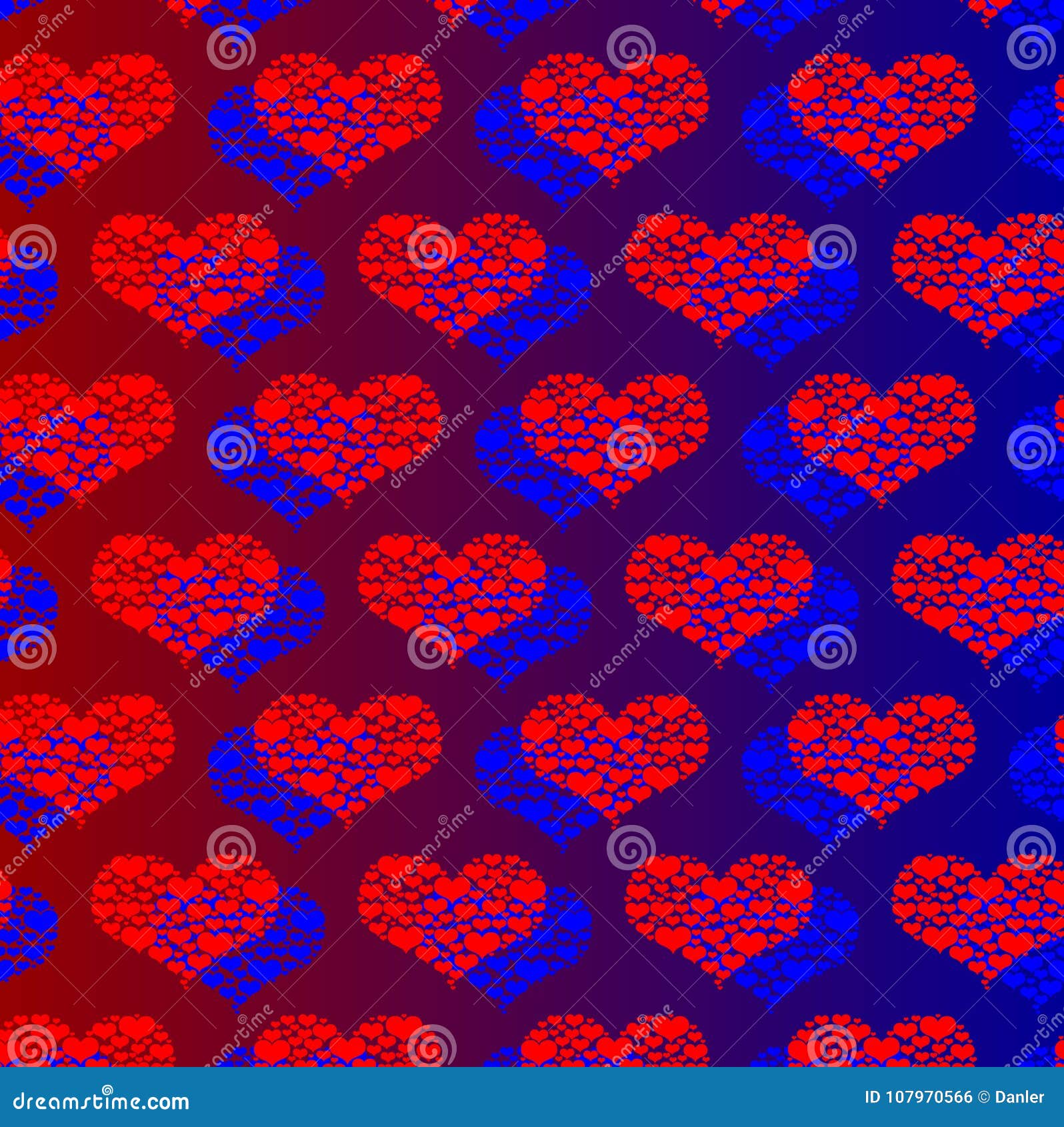 Two hearts red and blue stock vector. Illustration of couple - 107970566