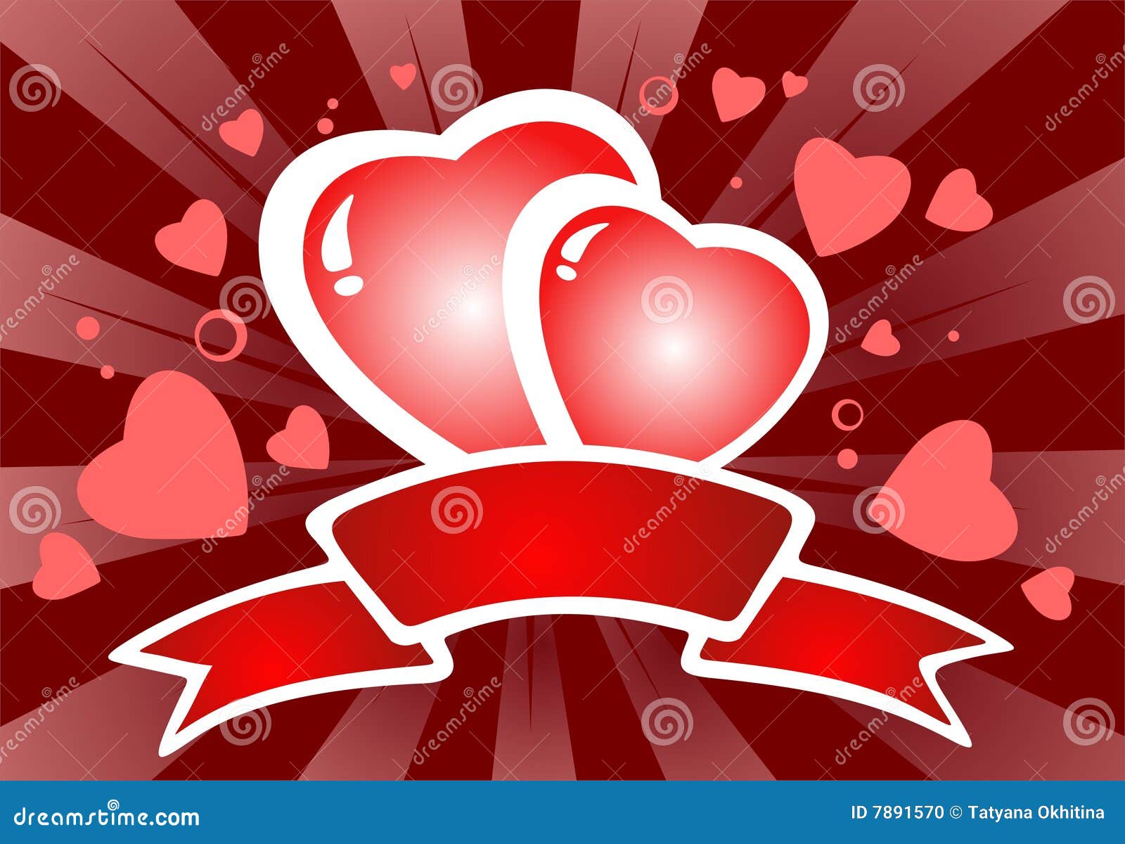 Two Hearts With Ribbon Picture. Image: 7891570