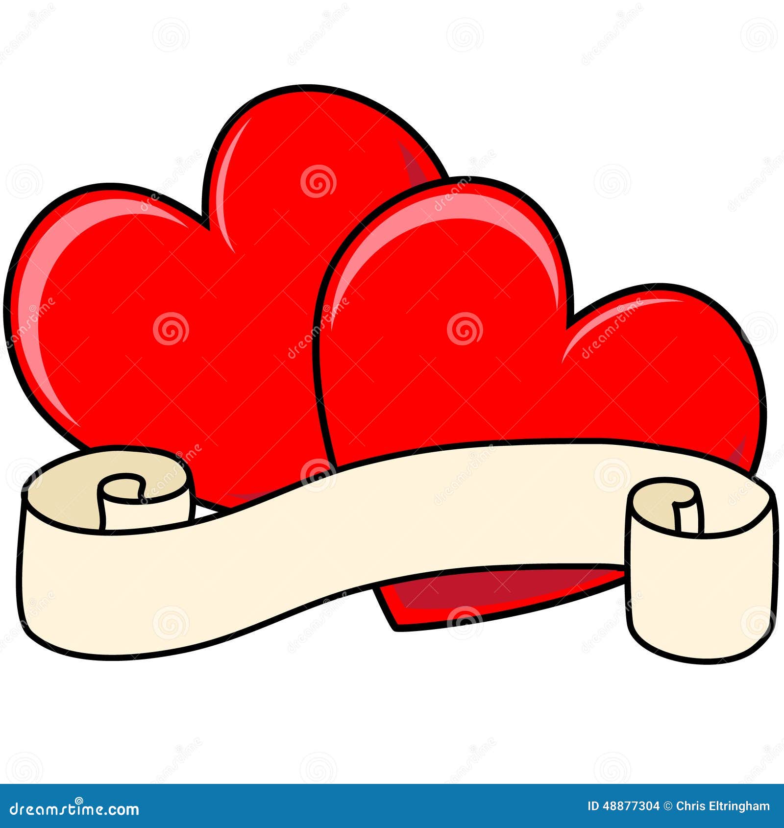 Two Hearts with Scroll stock vector. Illustration of heart - 48877304