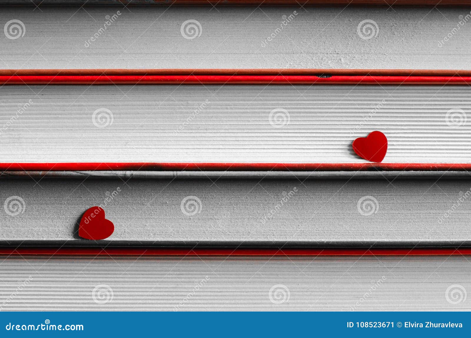 Two Hearts on a Stack of Books Close Up Stock Image - Image of heap ...