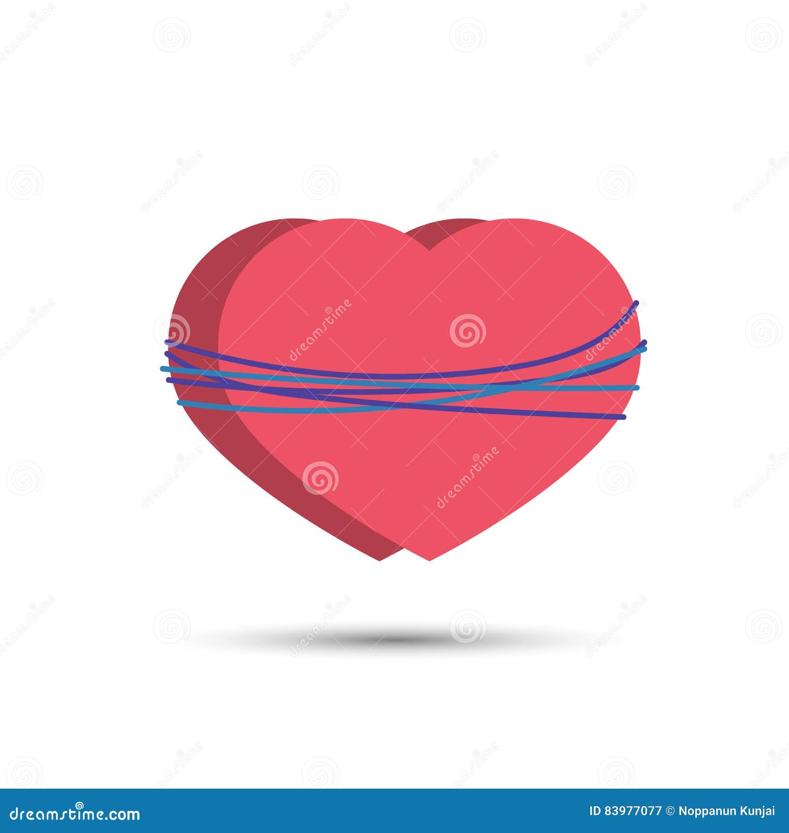 Two Hearts Tied with a Rope. Stock Vector - Illustration of romantic ...