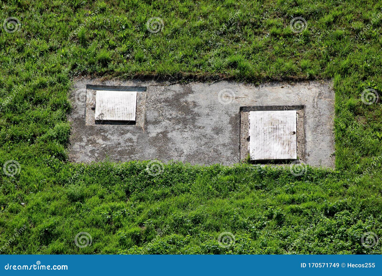 Two Heavy Different Sizes White Grey Rectangle Metal Manhole Covers ...