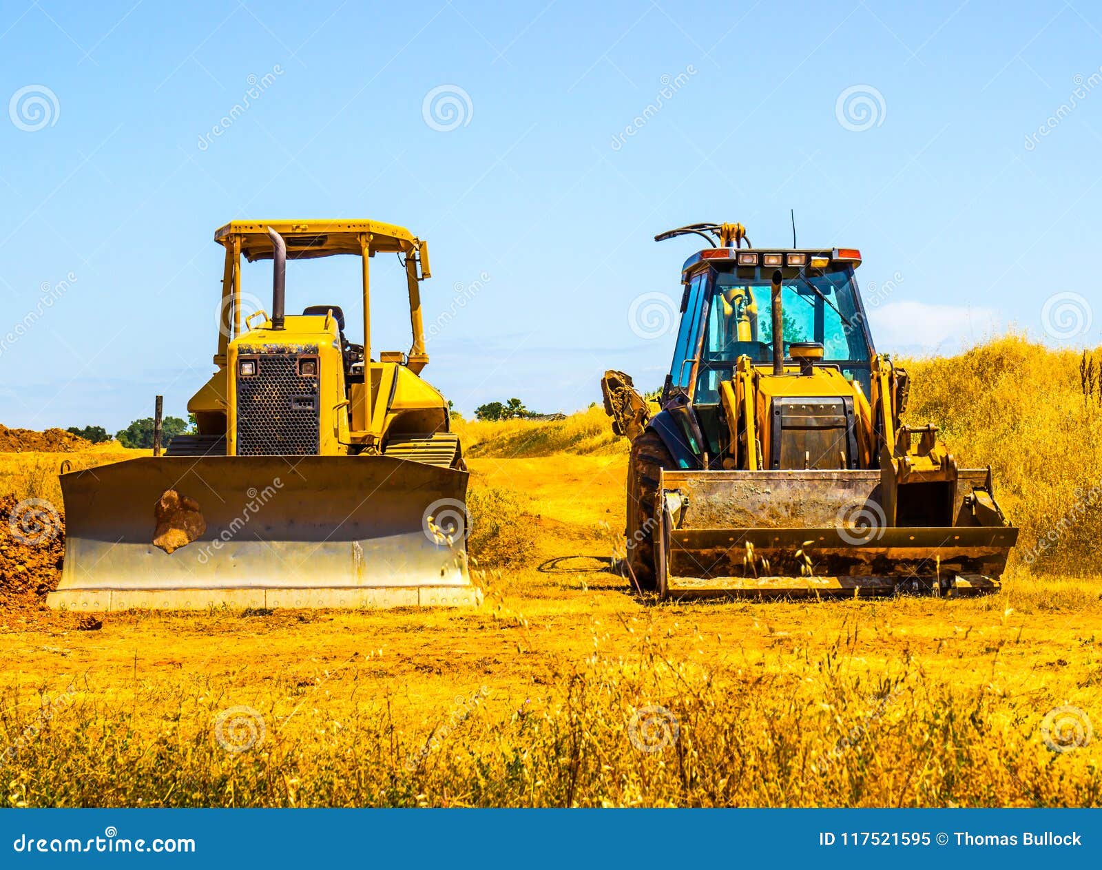Two Heavy Bulldozers Side by Side Stock Image - Image of grill ...