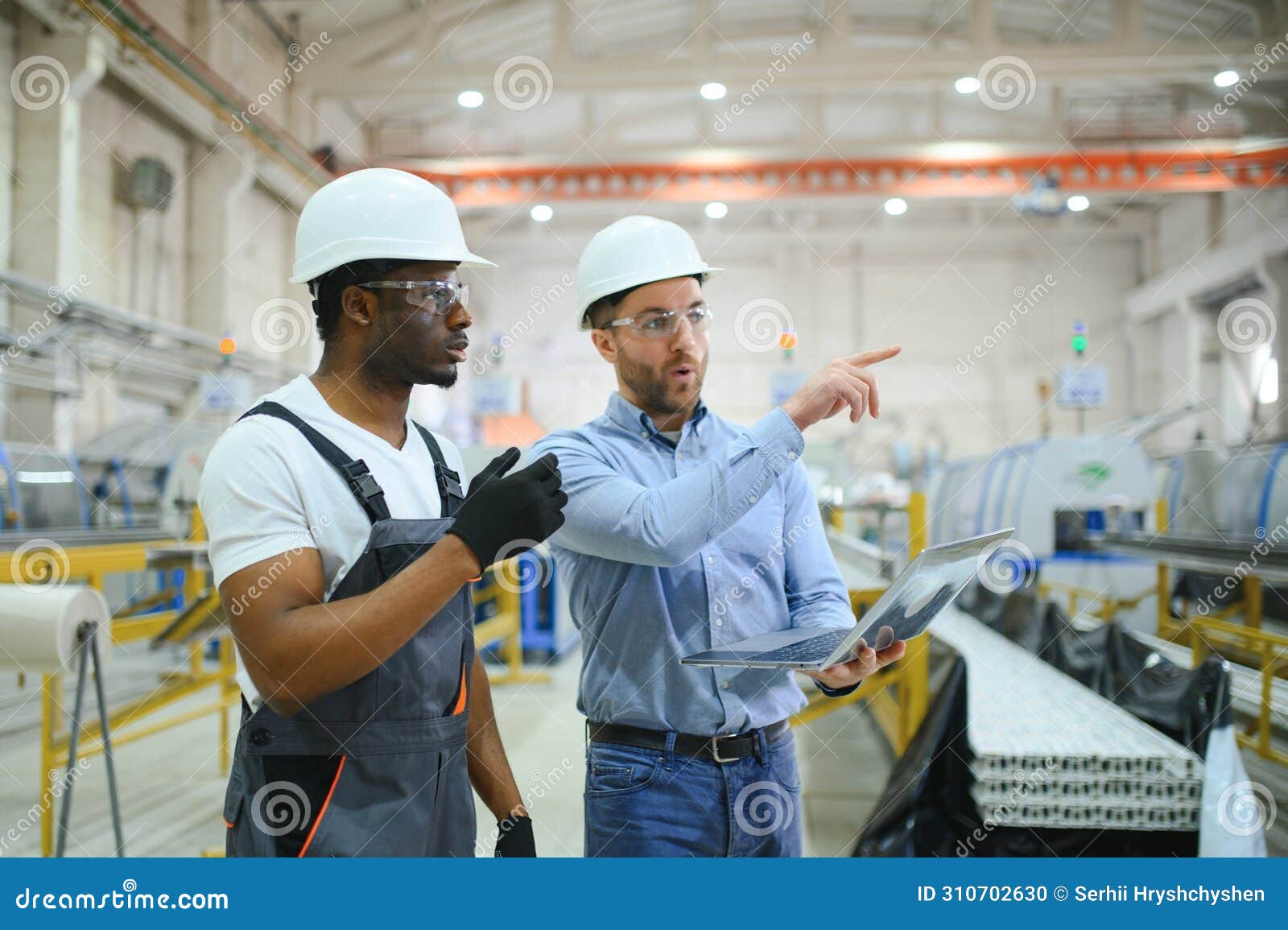Two Heavy Industry Engineers Stand in Factory Stock Photo - Image of ...