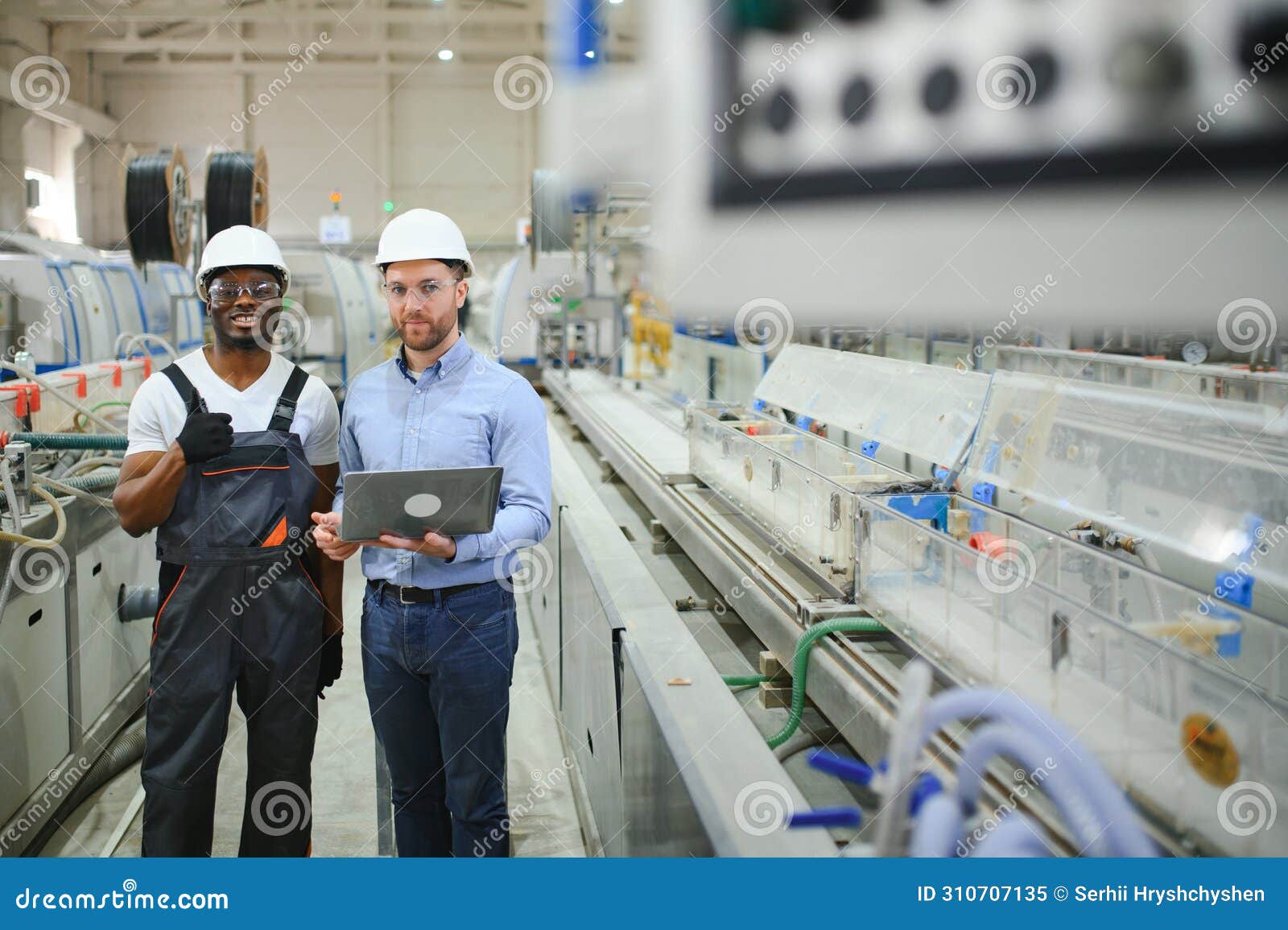 Two Heavy Industry Engineers Stand in Factory Stock Image - Image of ...