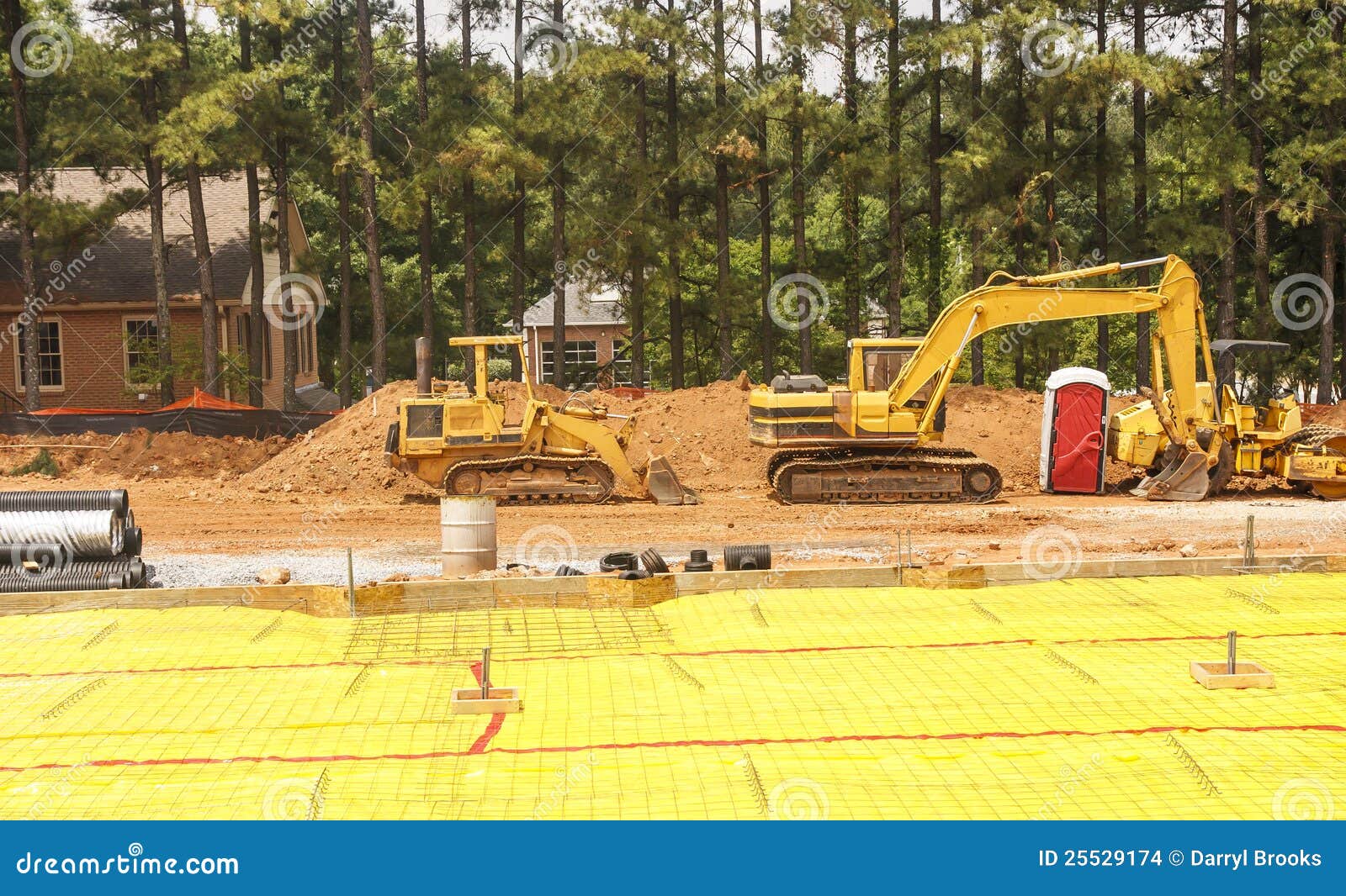 Two Heavy Pieces of Equipment on Site Stock Photo - Image of foundation ...