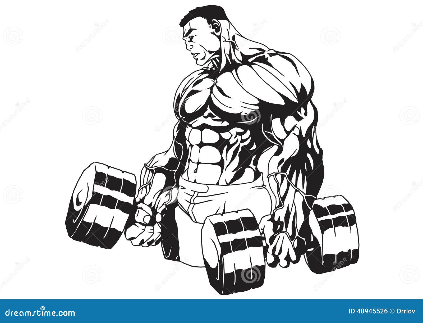Bodybuilder With Dumbbells. Vector Cartoon Illustration | CartoonDealer ...