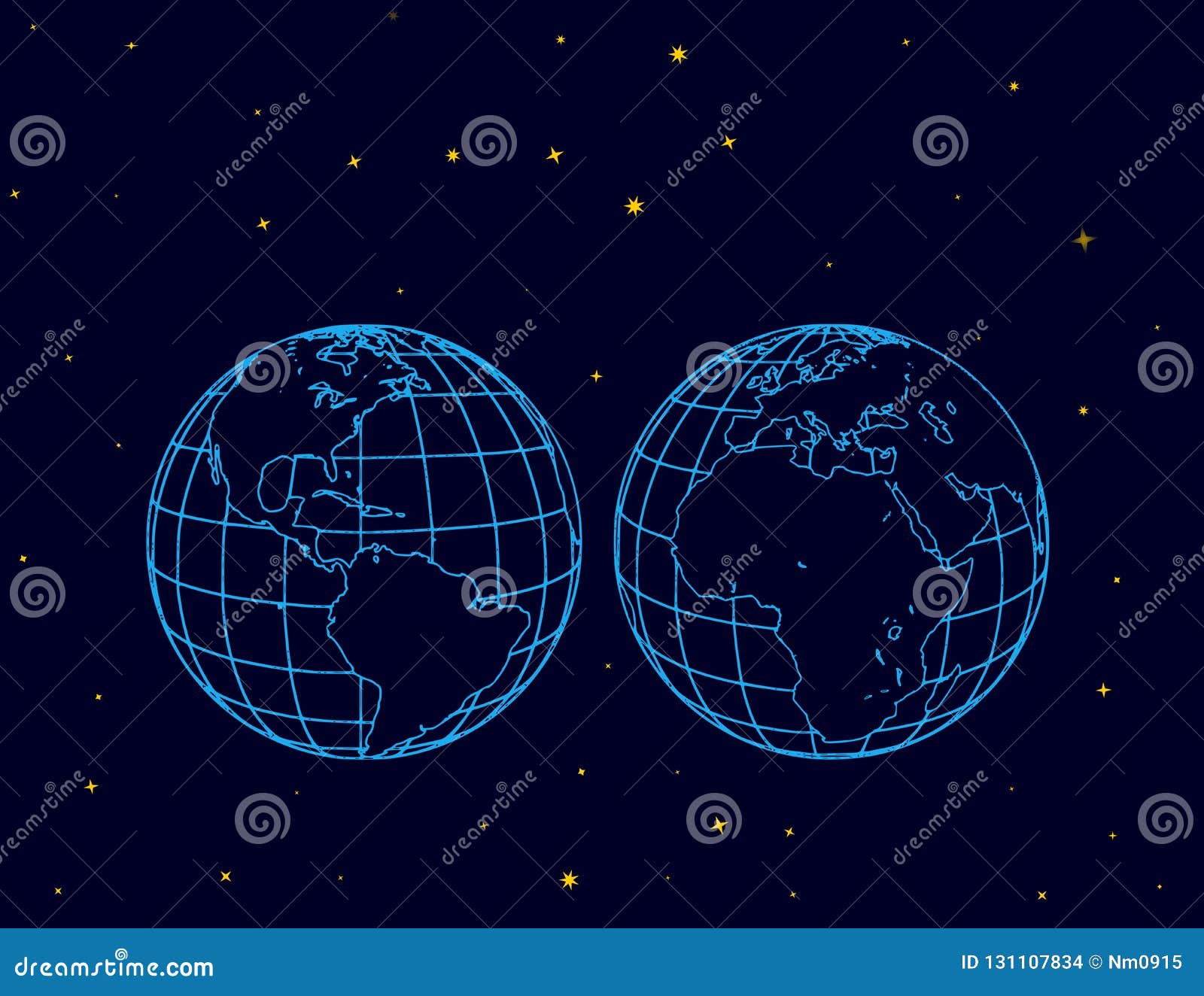 Two Hemispheres of the Globe in Space Stock Photo - Illustration of ...