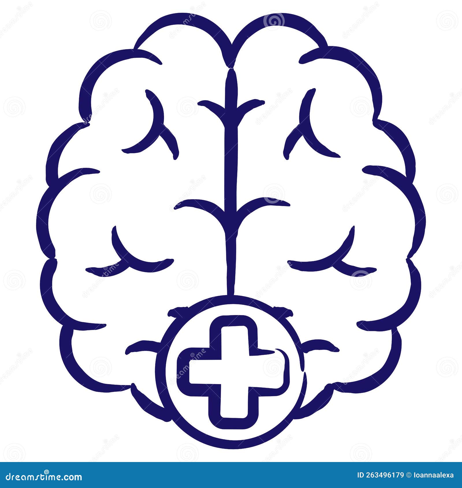 Two Hemispheres of the Human Brain with a Plus Sign. Minimal Vector ...