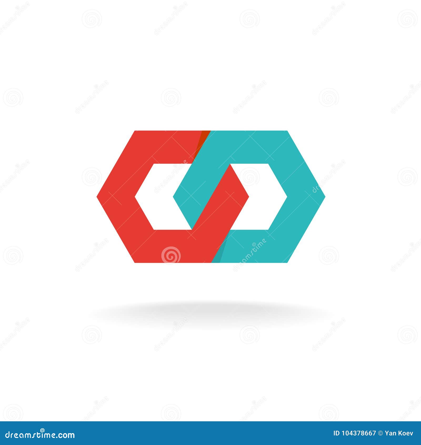 Two Hexagonal Chain Links Logo. Tech Connection Concept Stock Vector ...