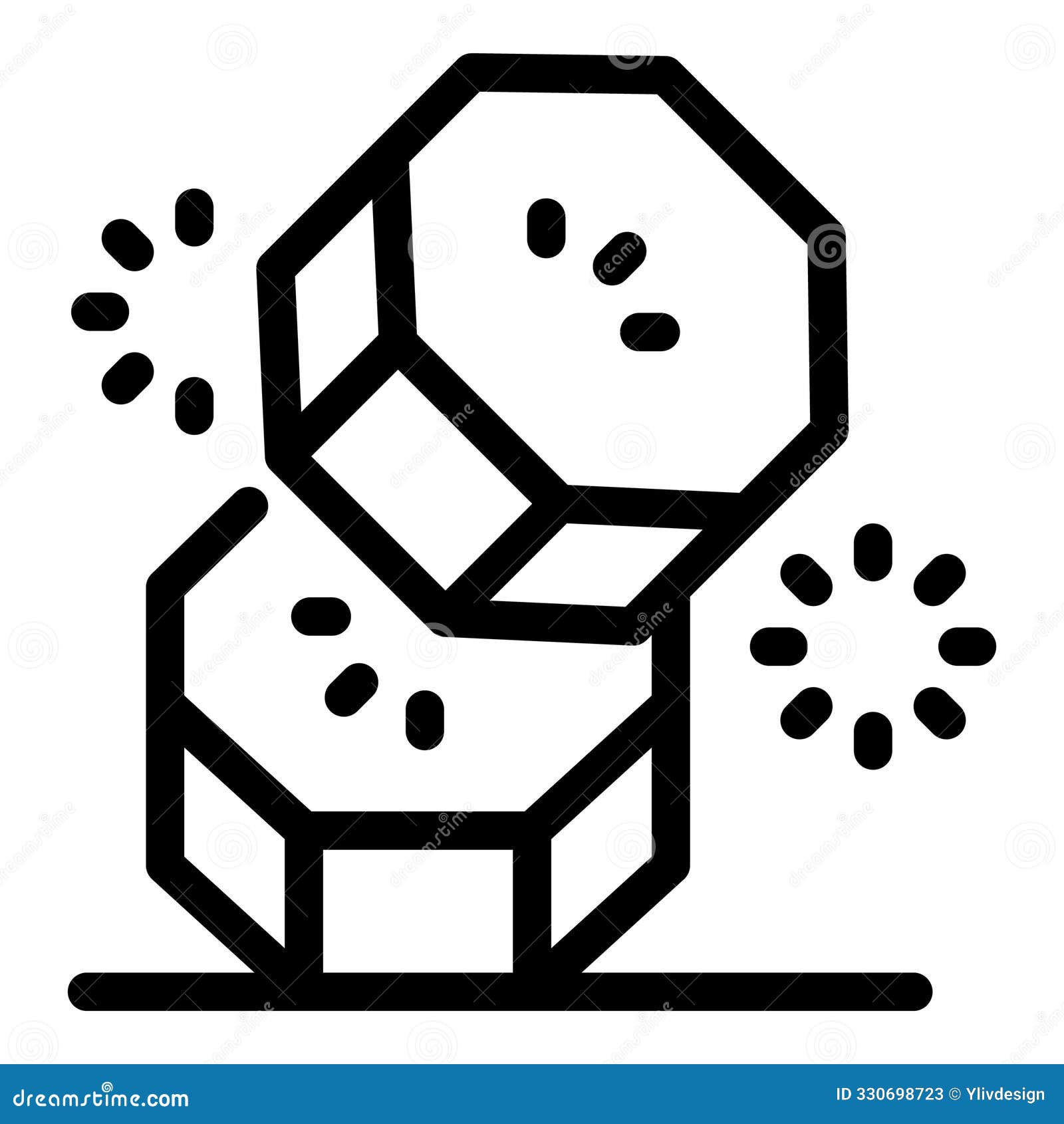 Two Hexagonal Molecules Colliding Releasing Energy Particles Icon Stock ...