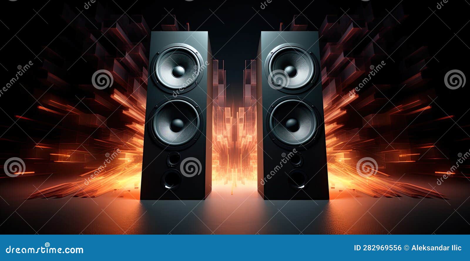 Two Hi-tech Speakers. Sound and Audio Equipment. Generative Ai Stock ...