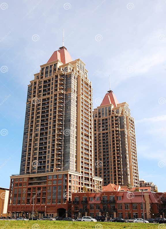 Two high rise building. stock photo. Image of shiny, development - 7733482