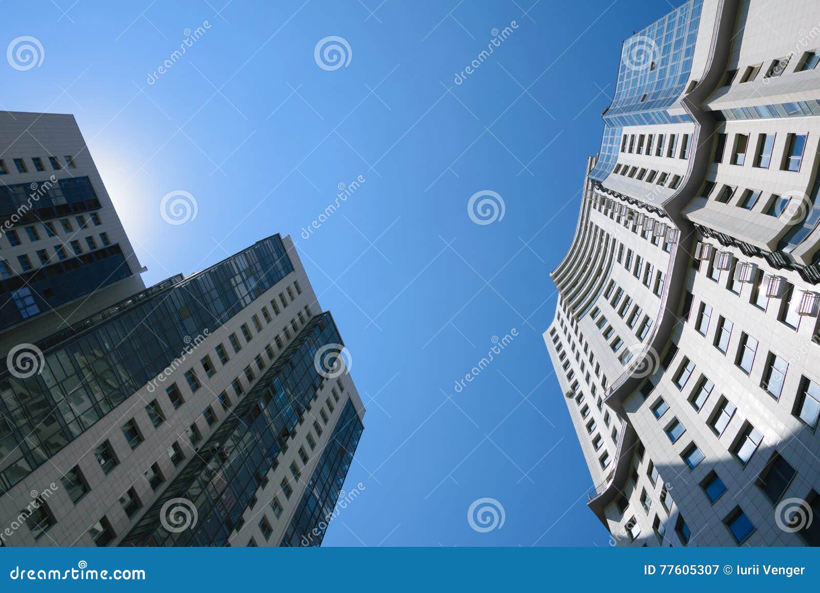 Two High-rise Buildings in Sunlight Rays Stock Image - Image of ...