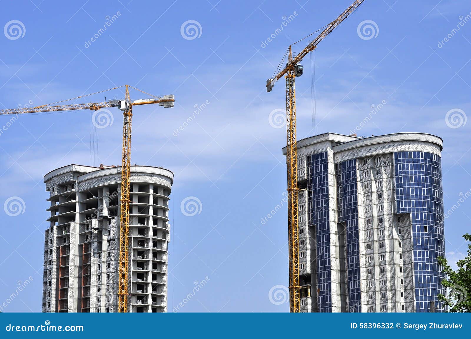 Two high-rise buildings stock photo. Image of cement - 58396332