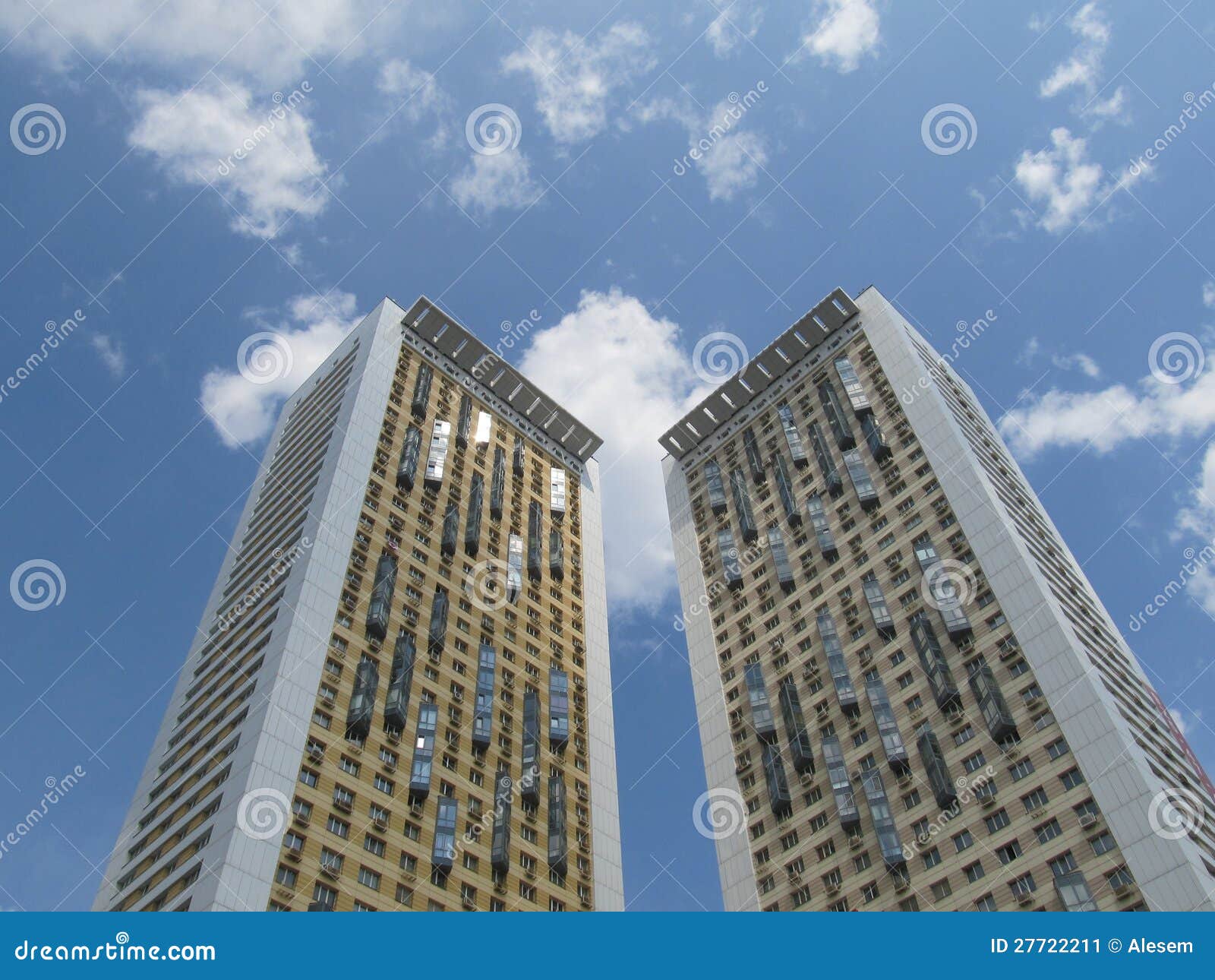 Two High-rise Residential Buildings. Stock Image - Image of shiny ...