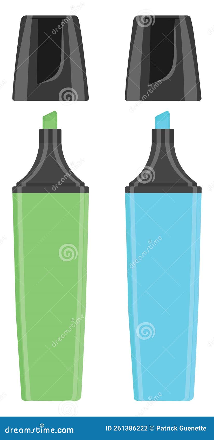 Two highlighter pens, icon stock vector. Illustration of paper - 261386222