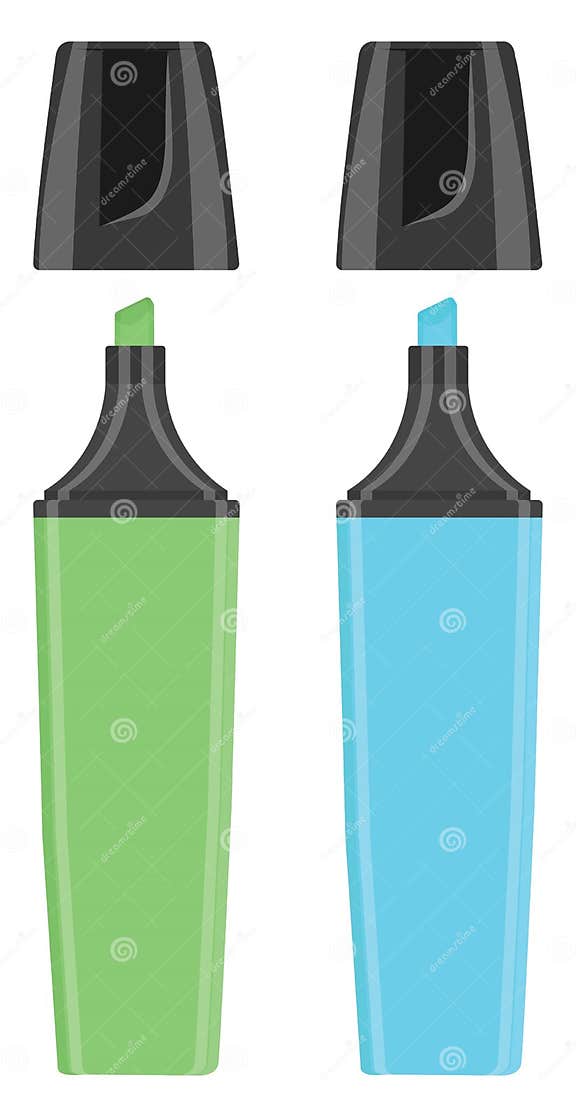 Two highlighter pens, icon stock vector. Illustration of paper - 261386222