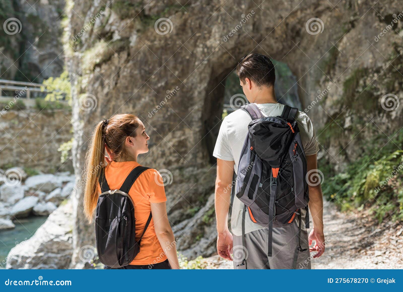 Two Hikers, a Couple in Love in Nature Stock Photo - Image of affection ...